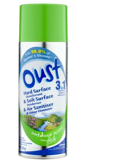 OUST 3 in 1 Outdoor Scent Disinfectant Spray 325G › Packaging Products