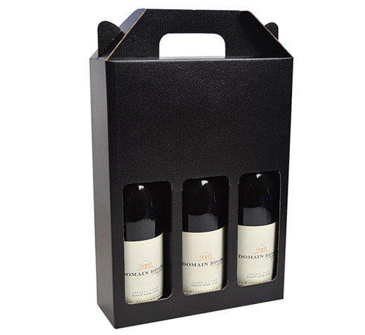 3 Bottle Wine Carry Pack BLACK › Packaging Products